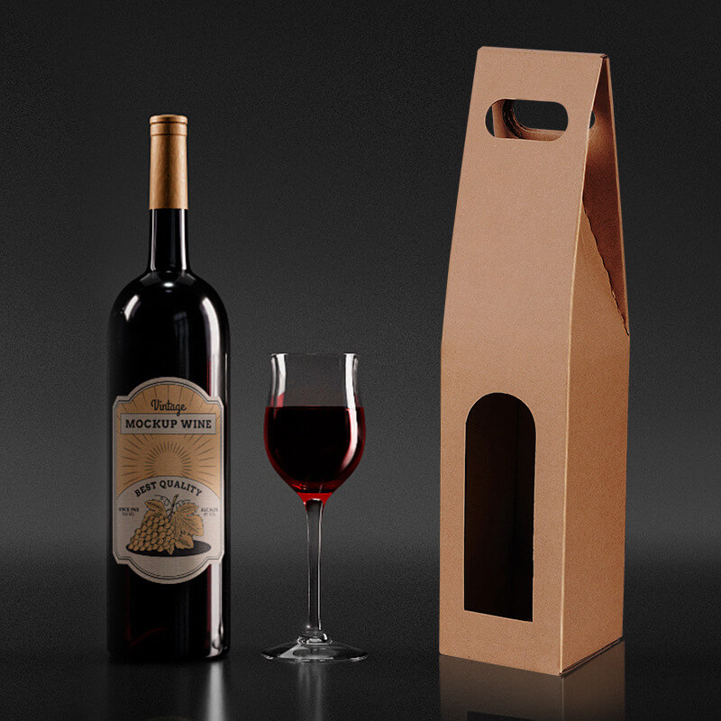 Corrugated 2-Window Wine Gift Boxes with Handle